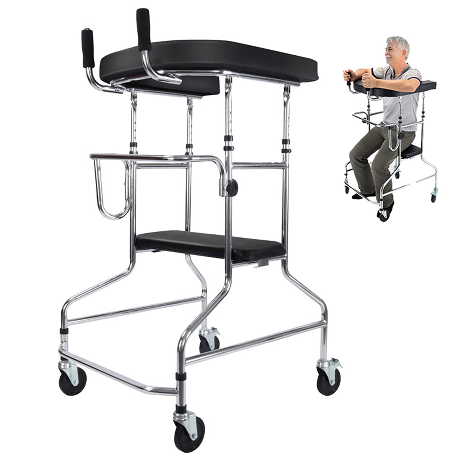 Buy LJL Walker for the elderly disabled adult walker with seat, upright ...
