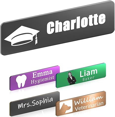 Amazon.com : Custom Name Badge Magnetic or Pin Personalized Engraved ...