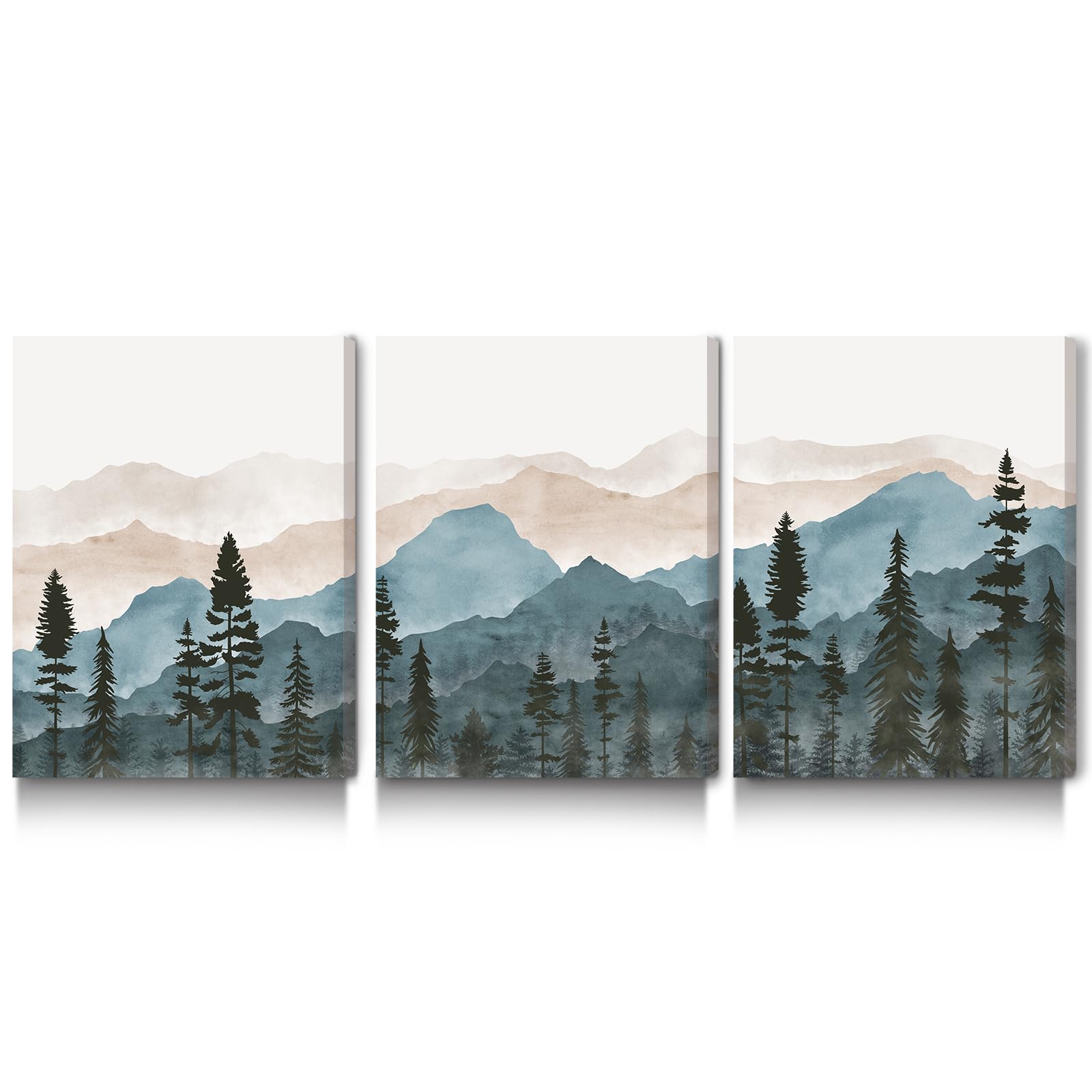 SERIMINO Mountain Wall Art, Pine Tree Wall Decor for Living Room, Set ...