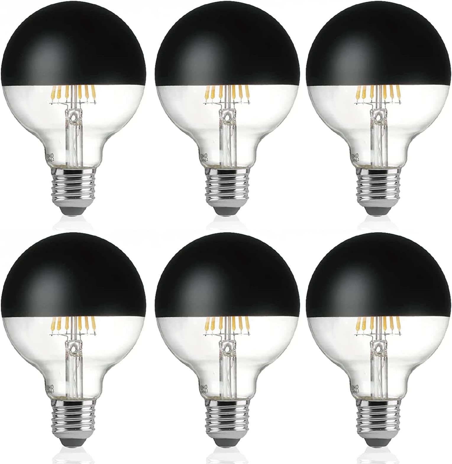 KarlunKoy Half Chrome Light Bulb,Dimmable G80 6W 2700K Warm White, 2 ...