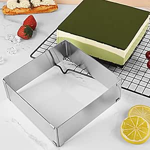 Guowall Adjustable Cake Mould, Stainless Steel Expandable Rectangular ...
