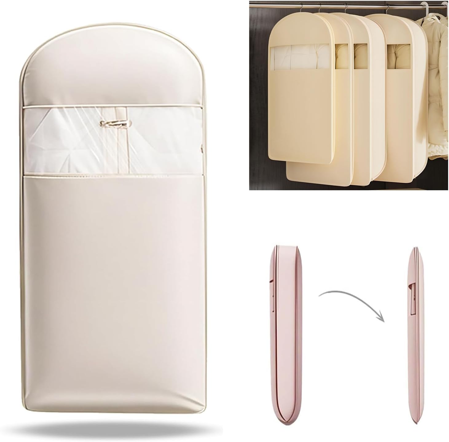 Space Saving Hanging Garment Bag With Self Compression Zipper, Ultra ...