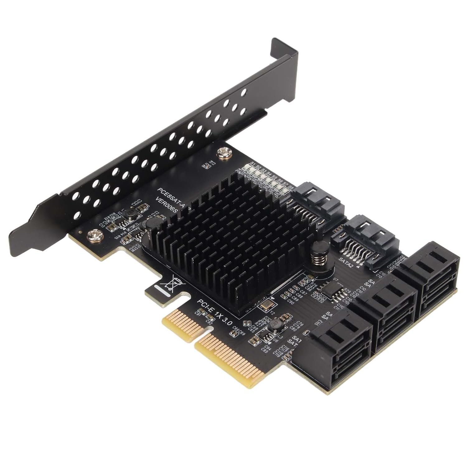 PCIe SATA Card 8 Ports, with 8 SATA Interfaces, Power Splitter Cable ...