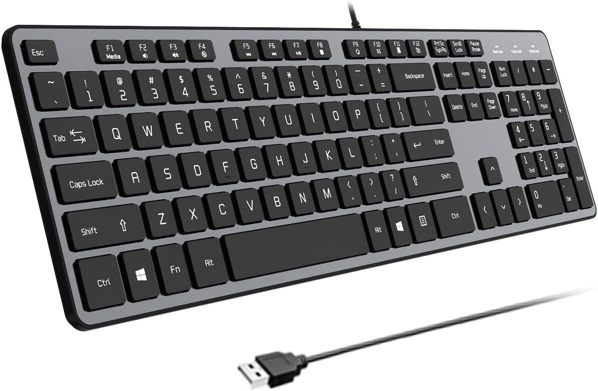 Amazon.com: B.FRIENDIT Wired USB Keyboard, Comfortable Quiet Chocolate ...