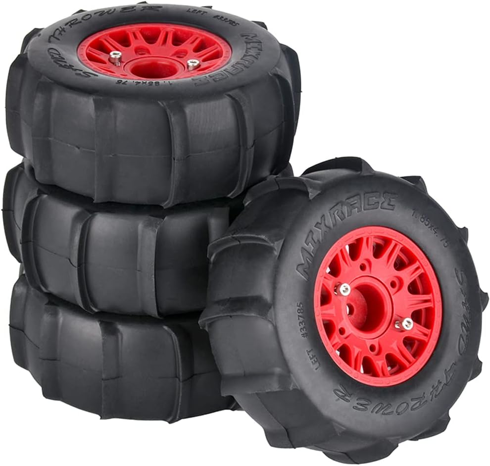 Amazon.com: 4PCS Rubber Sand Tires Wheels12mm/14mm/17mm Hex RC Wheels ...