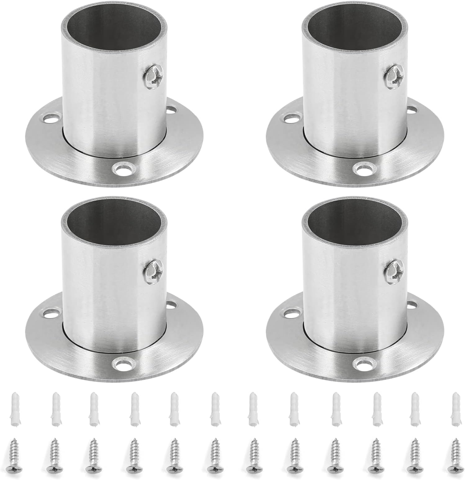 Amazon.com: OwnMy Set of 4 Stainless Steel White Closet Rod Sockets ...