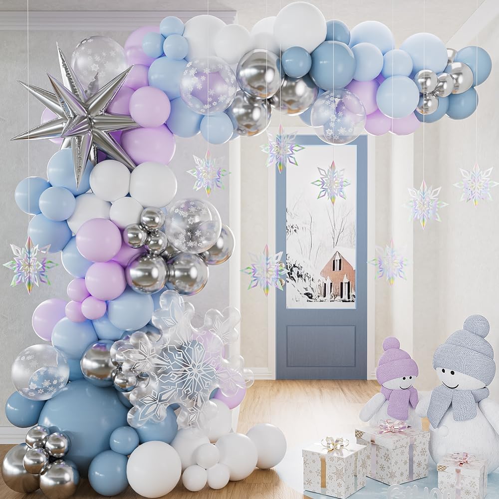 Amazon.com: Christmas Snowflake Balloon Arch Garland Kit 148pcs Dusty ...