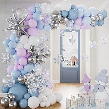 Amazon.com: Christmas Snowflake Balloon Arch Garland Kit 148pcs Dusty ...