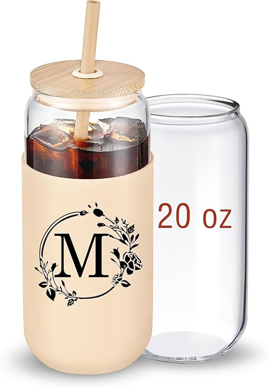 Amazon.com | WillCome Personalized 20oz Tumbler Glass Cup with Lids and ...