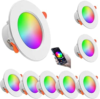 8Pack 4.5 Inch Smart APP Ultra Slim LED ceiling Lights 15W Dimmable ...