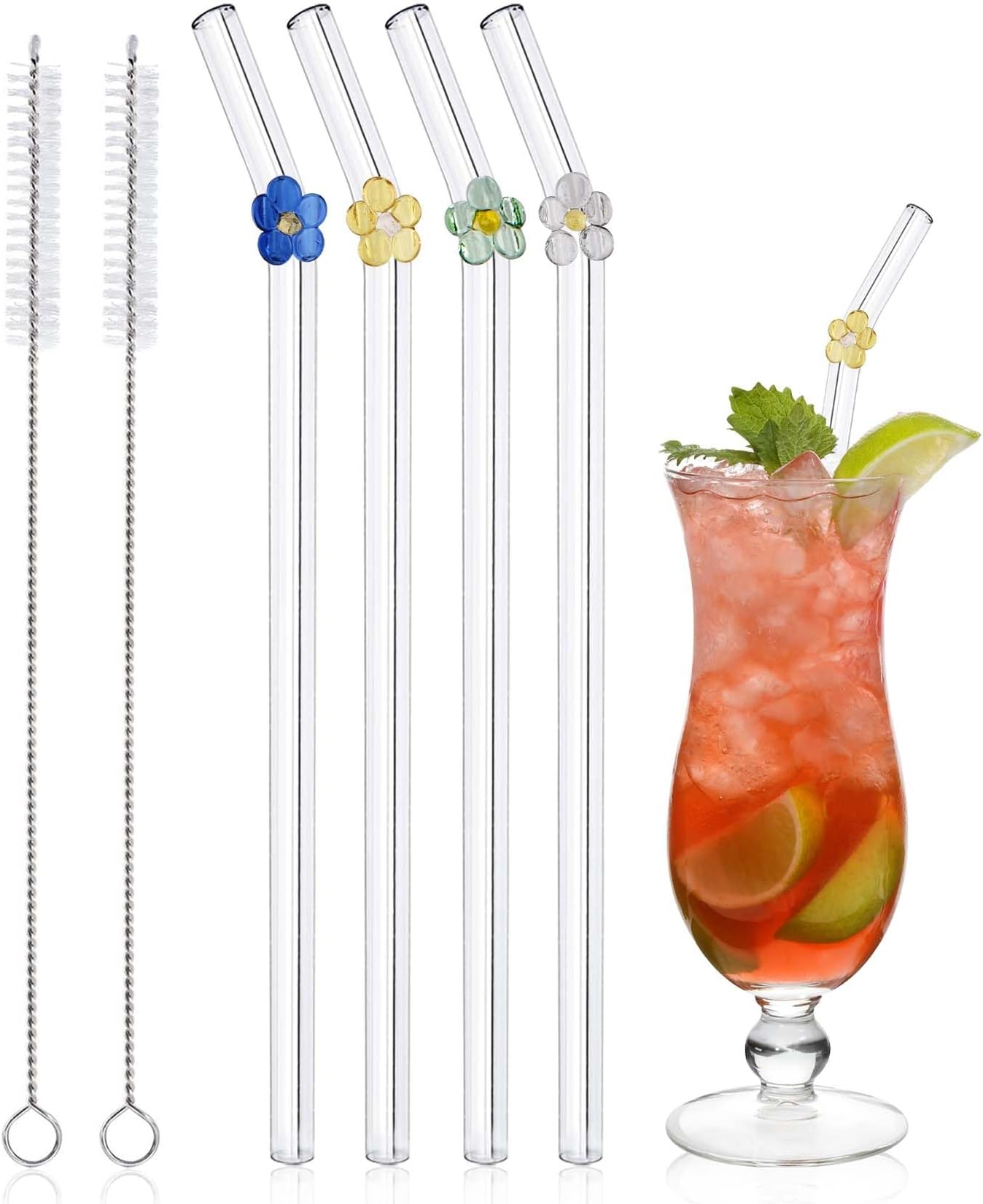 Amazon.com: Glass Straws with Fruit Charms - Reusable, Cute, Short ...