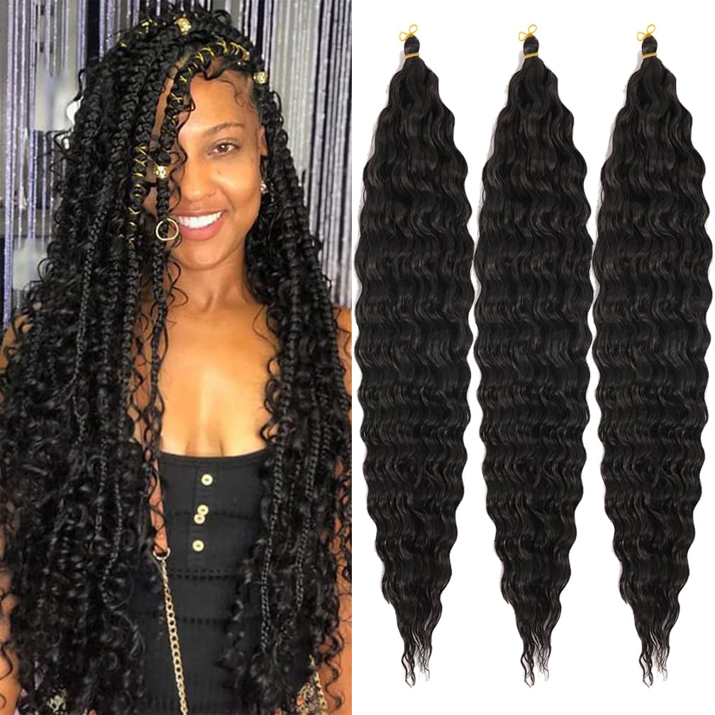 Amazon.com : BALINGHAIR Ocean Wave Crochet Hair 24 Inch Deep Wave ...