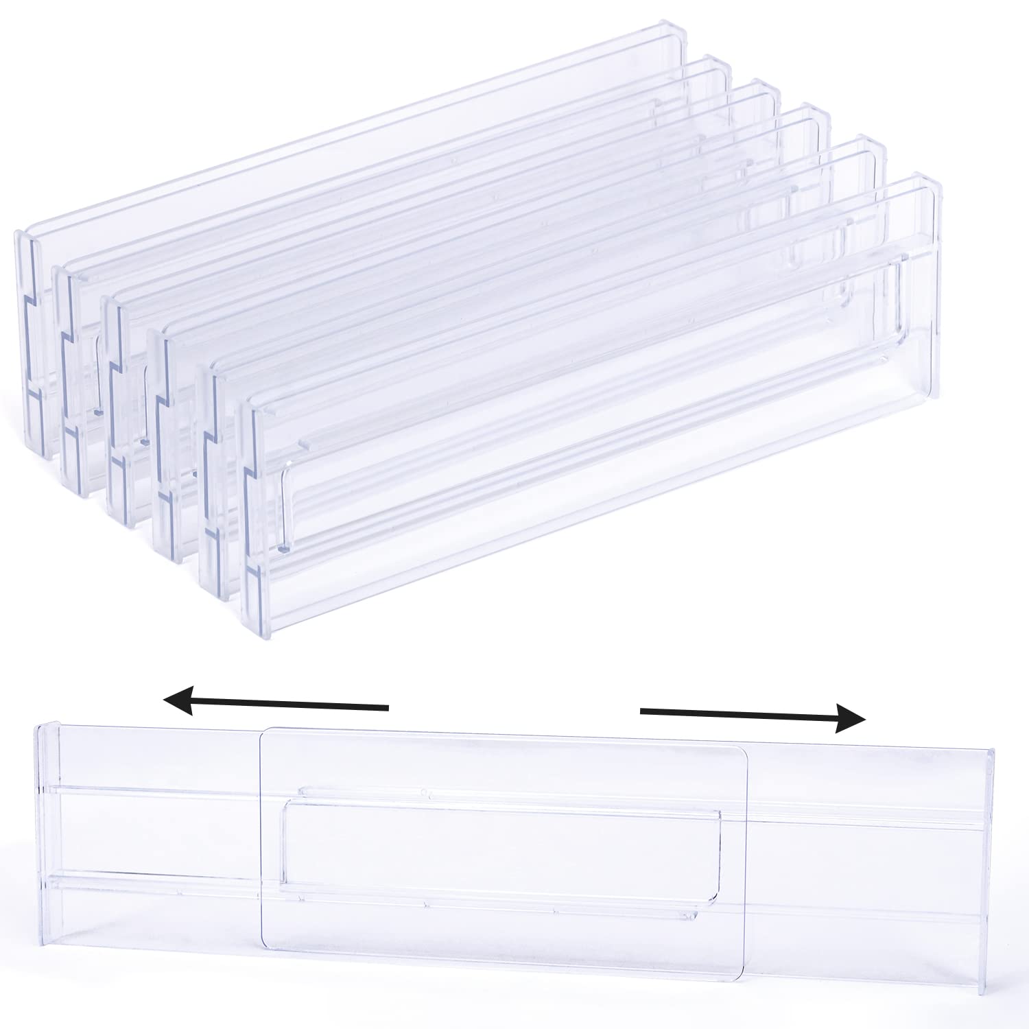 Adjustable Drawer Dividers Organizers, 6 Pack Expandable Kitchen Drawer ...