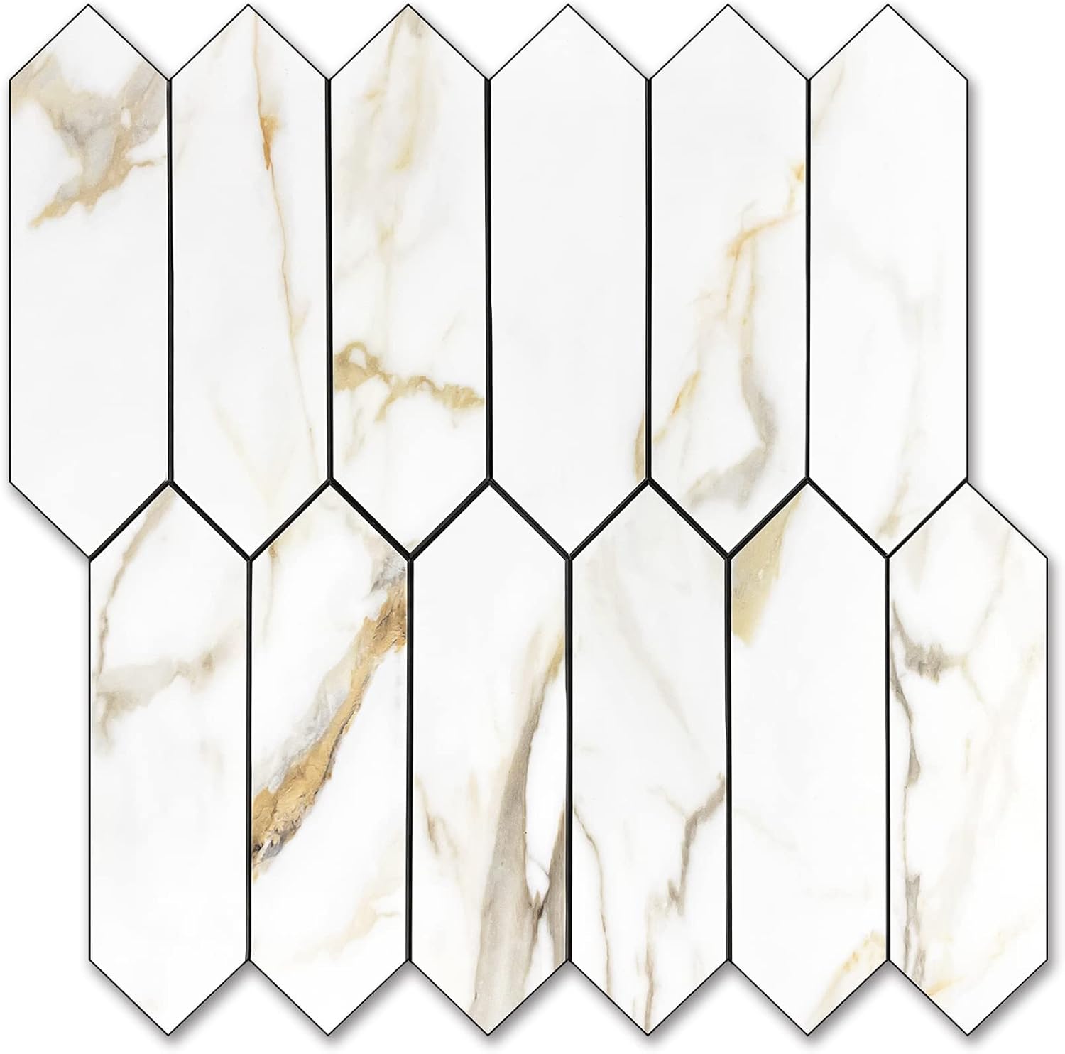 Vamos Tile Long Hexagon Tile Peel and Stick Backsplash, 12.8 x 12.8 ...