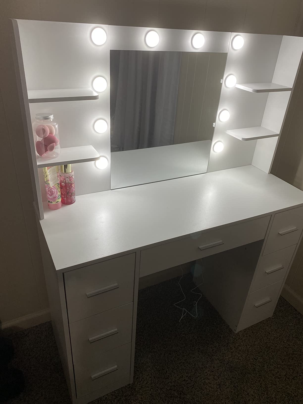 $45/mo - Finance Irontar Vanity Desk, Makeup Vanity with 10 LED Lights ...