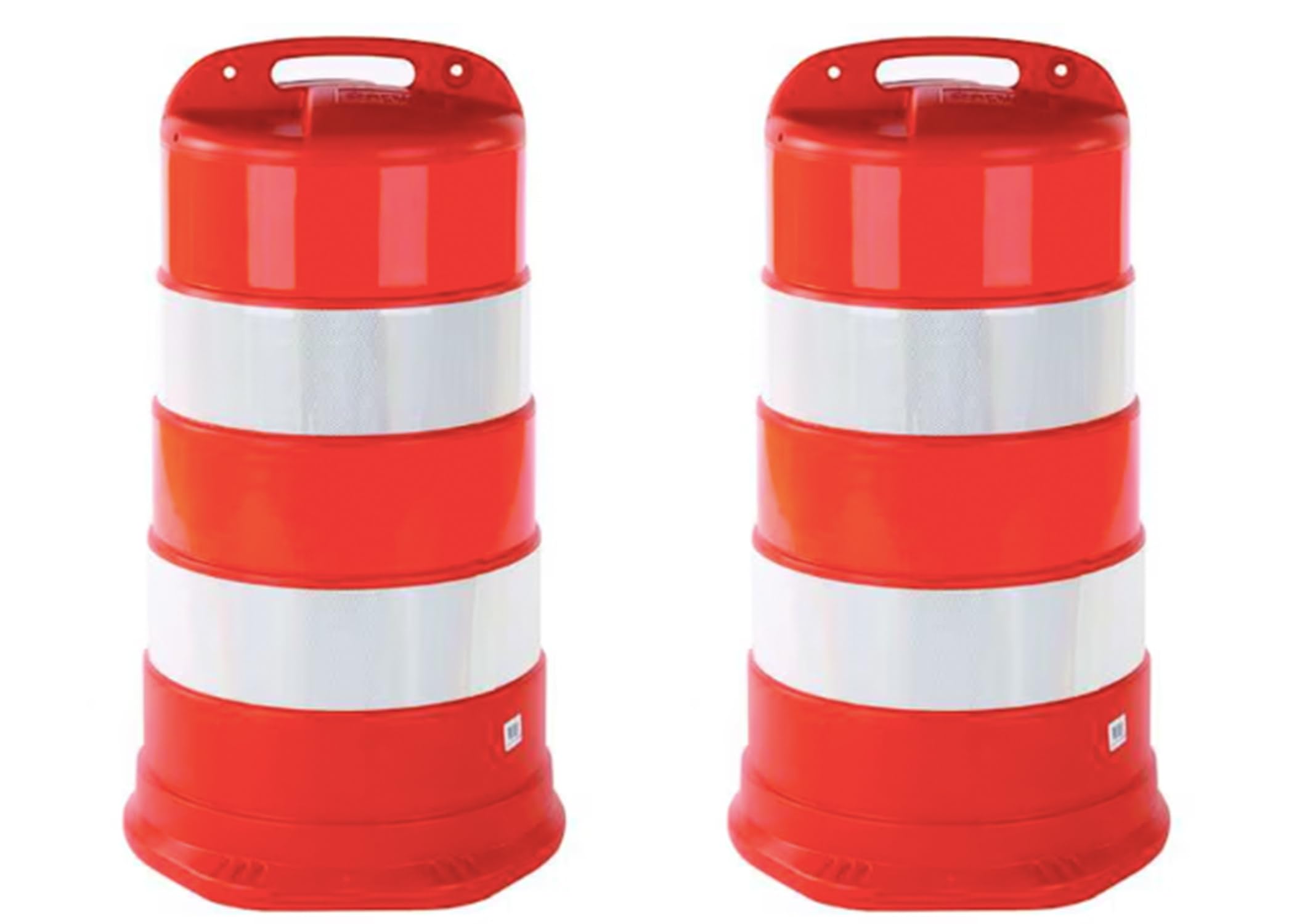 2 Pack 41.5" White and Orange Traffic Barrels 9lb Each HDPE 18 ...