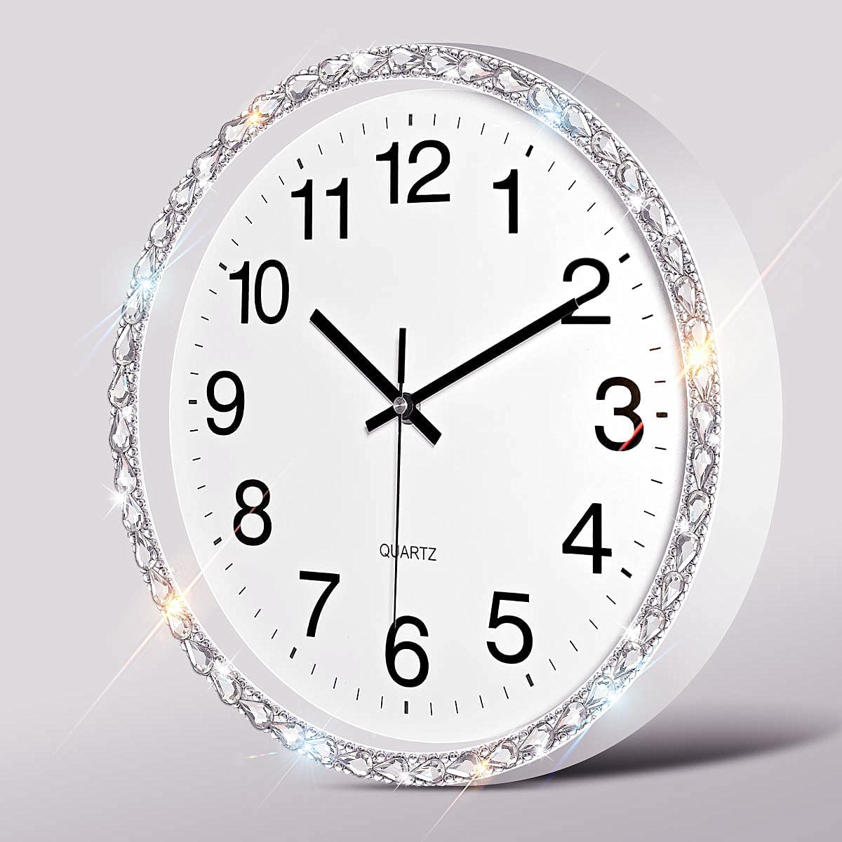 Amazon.com: Silver Mirror Clock Crystal Sparkle Twinkle Bling Crush ...