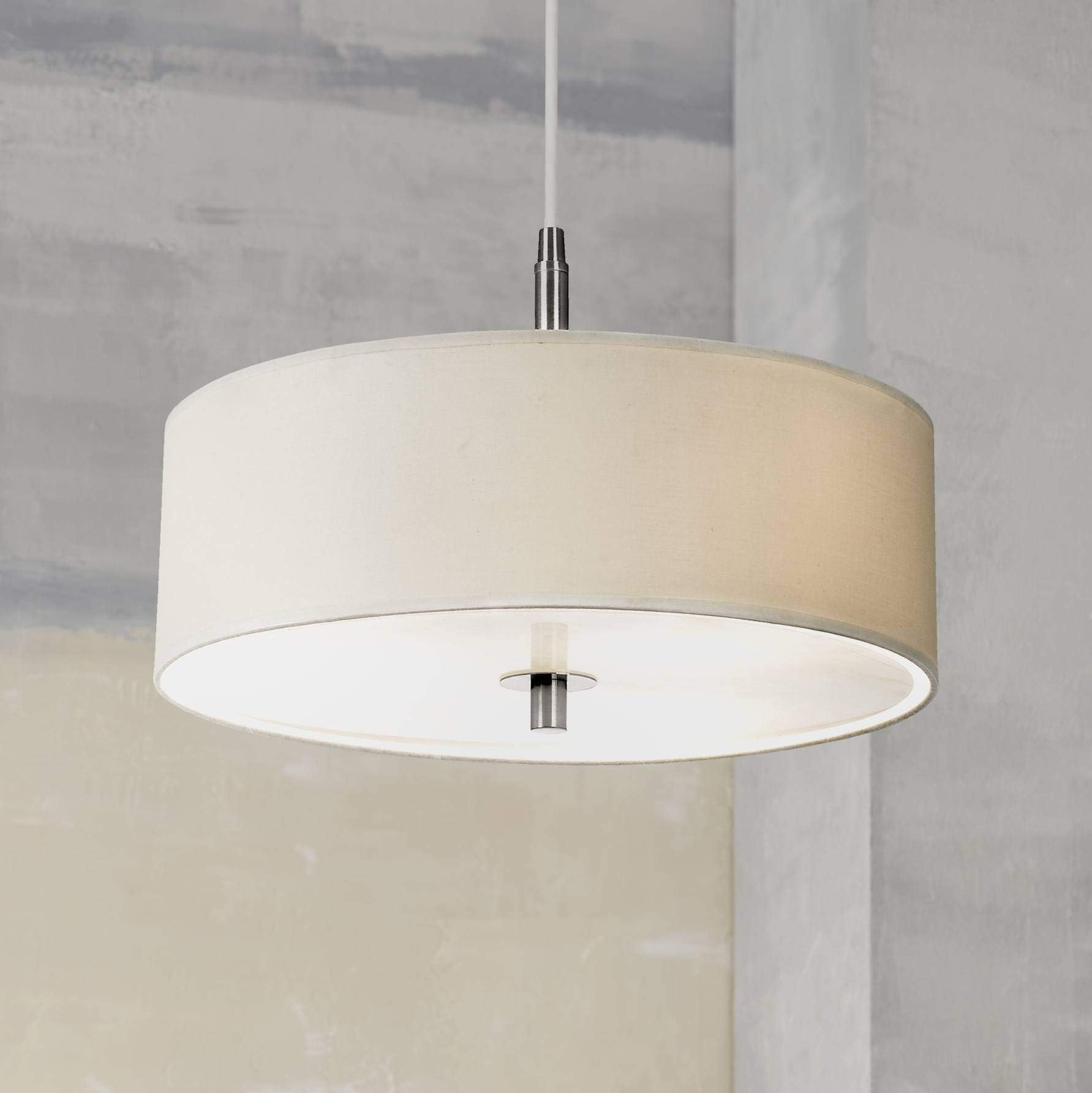 Kira Home Pearl 18" Modern 3-Light Large Drum Pendant Chandelier, White ...