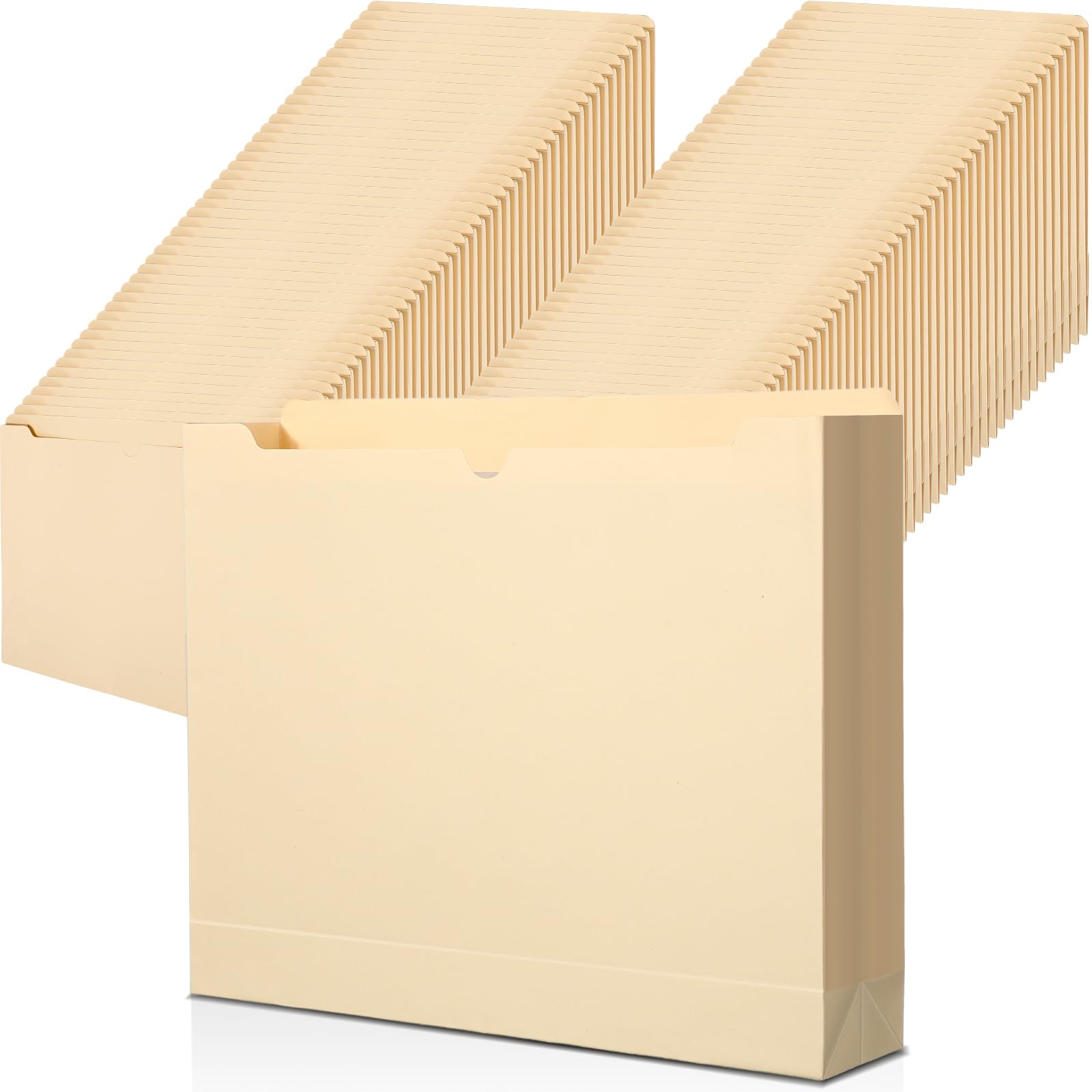 Qilery 2 Inch Manila File Jackets Bulk, Reinforced Straight Cut Tab ...