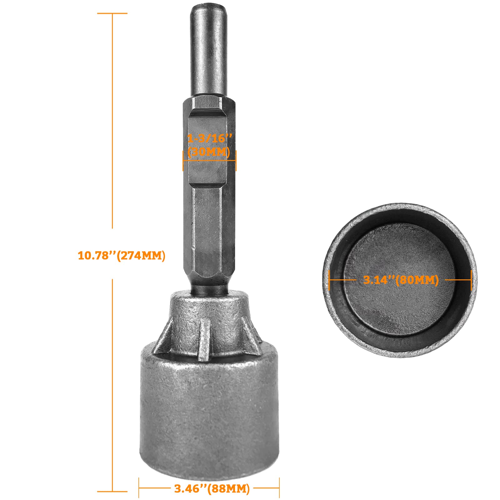 JACKCHEN 30 mm Hex Shank T Post Driver Pile Socket ,30mm Demo Hammer ...