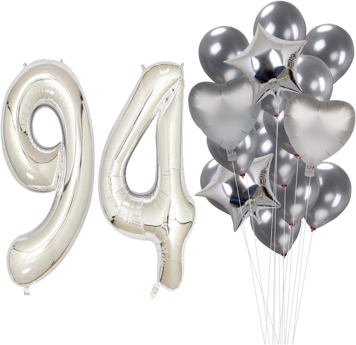 Amazon.com: MAGJUCHE 40 Inch Silver 94th Birthday Helium Jumbo Digital ...