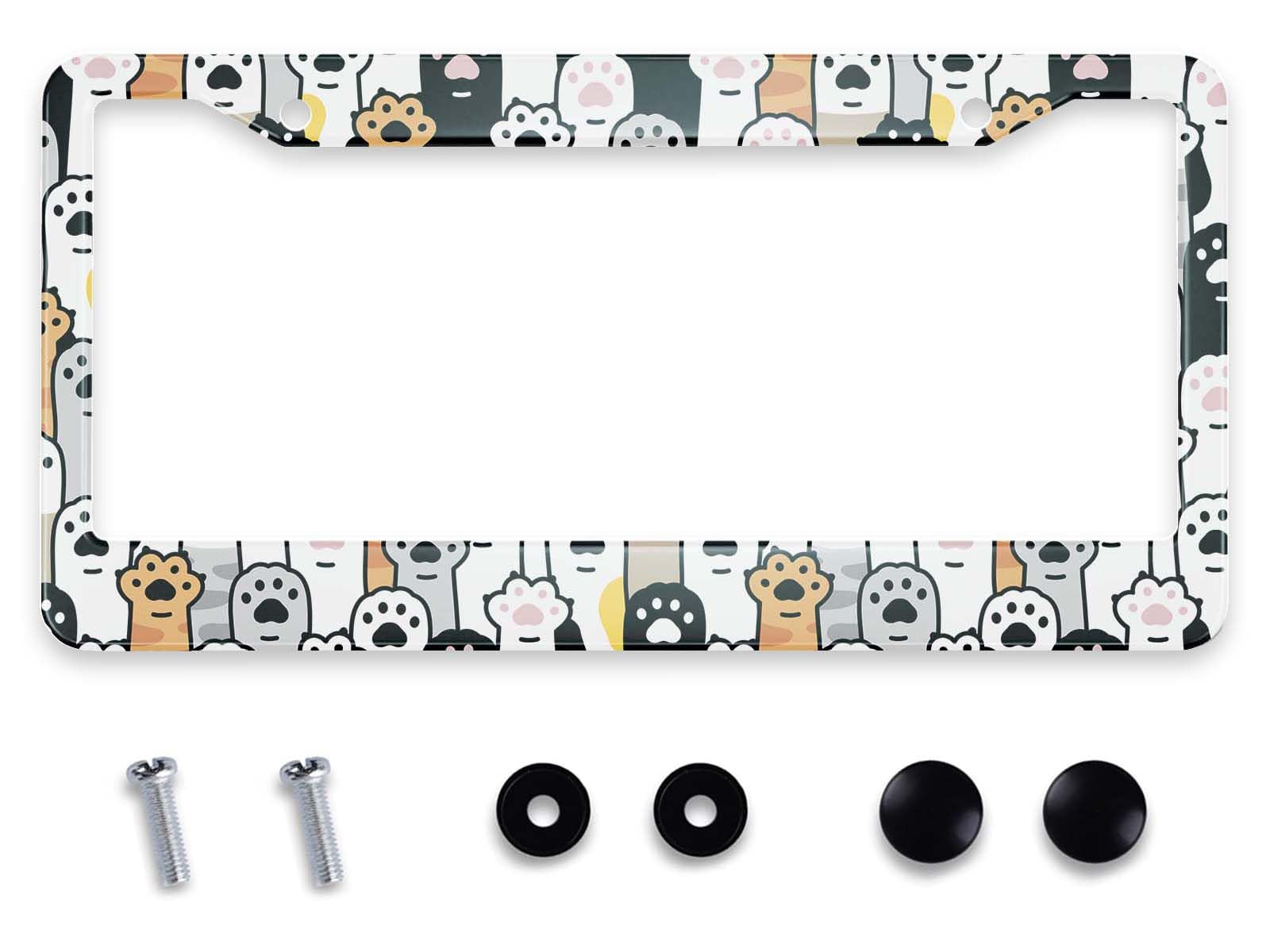 Amazon.com: Smooffly Cat Paws License Plate Frame Metal License Plate ...