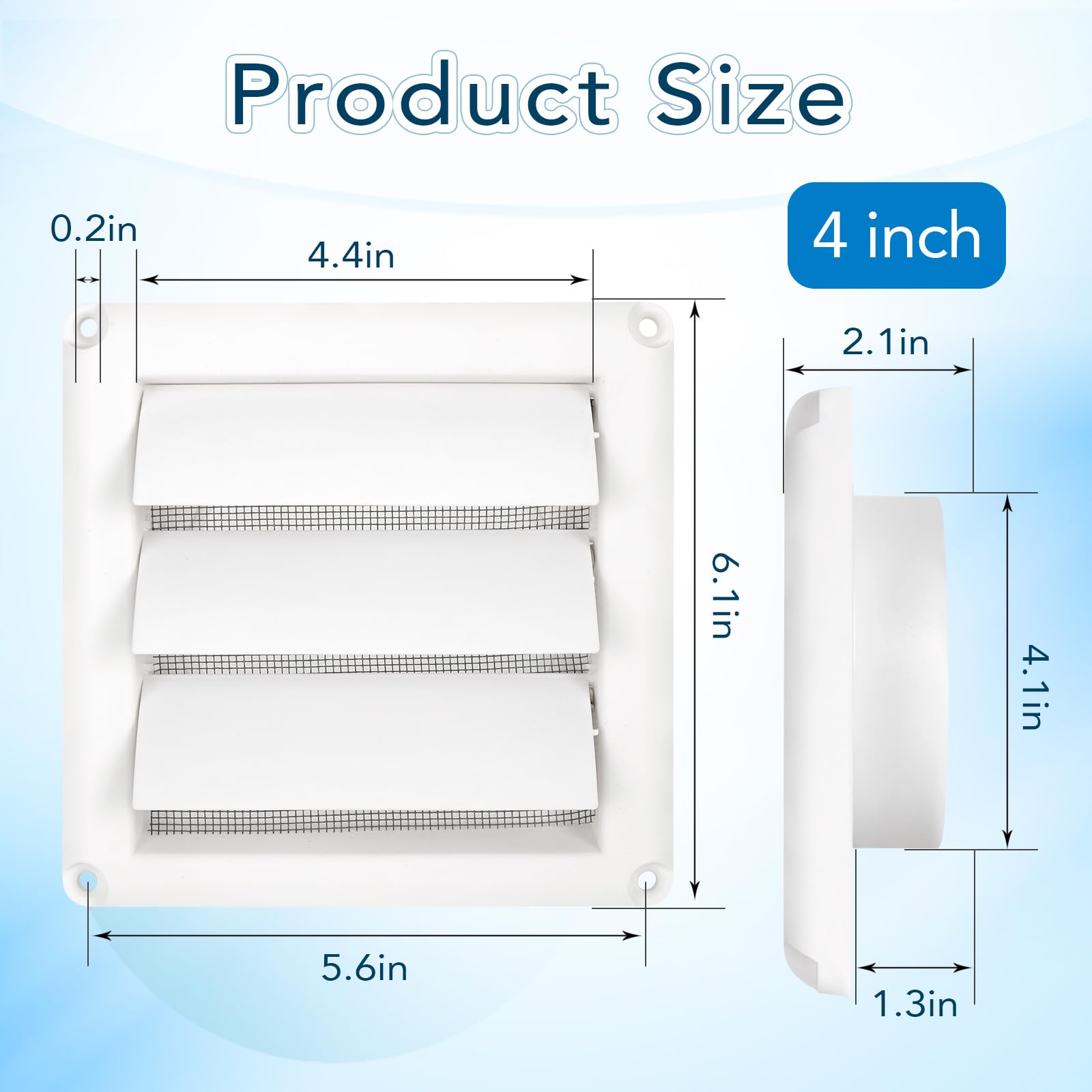 Snapklik.com : 4 Louvered Dryer Vent Cover, White Plastic Louvered ...