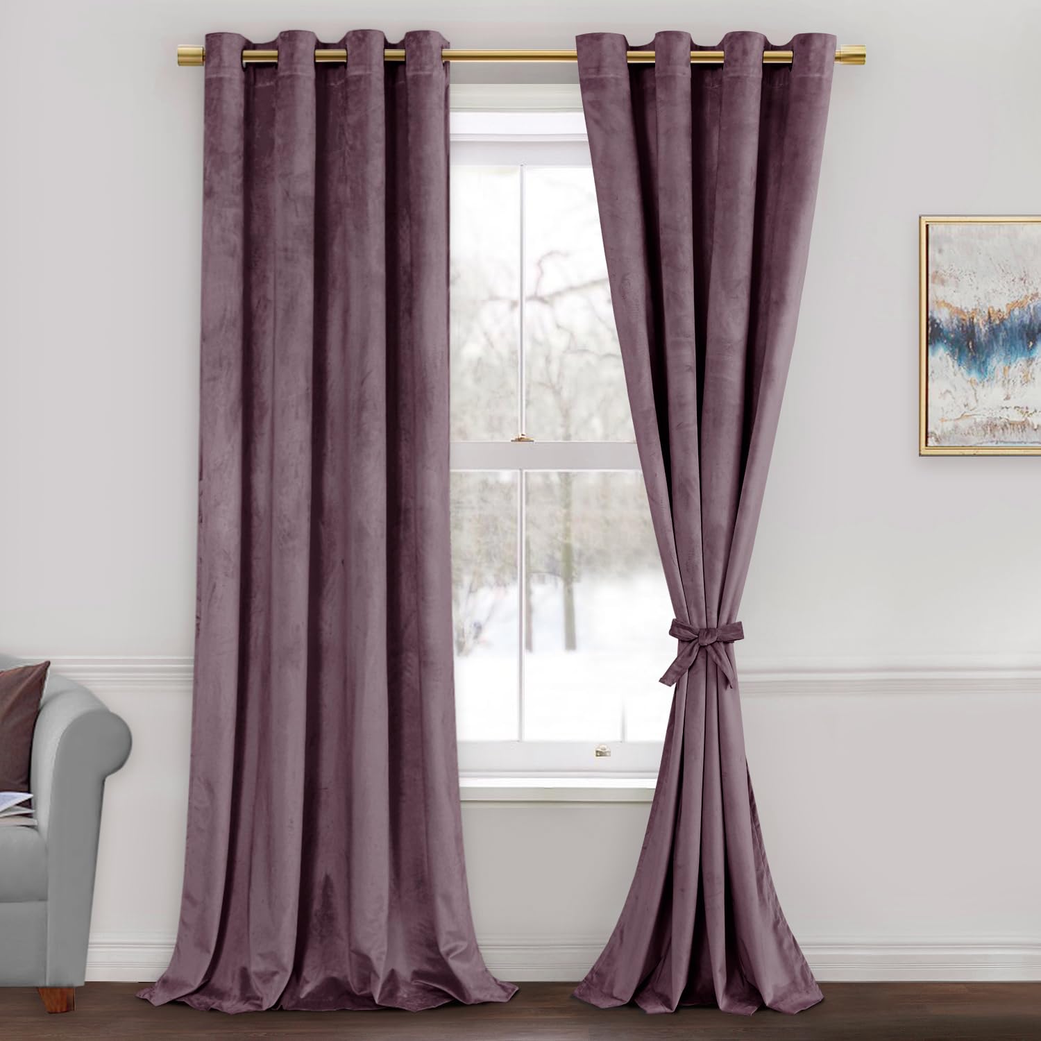 Amazon.com: JIUZHEN Lavender Velvet Curtains 84 inches Long - Thermal ...