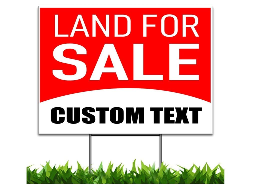 Amazon.com: Custom Land For Sale Red Black White Yard Sign 18" x 24" or ...