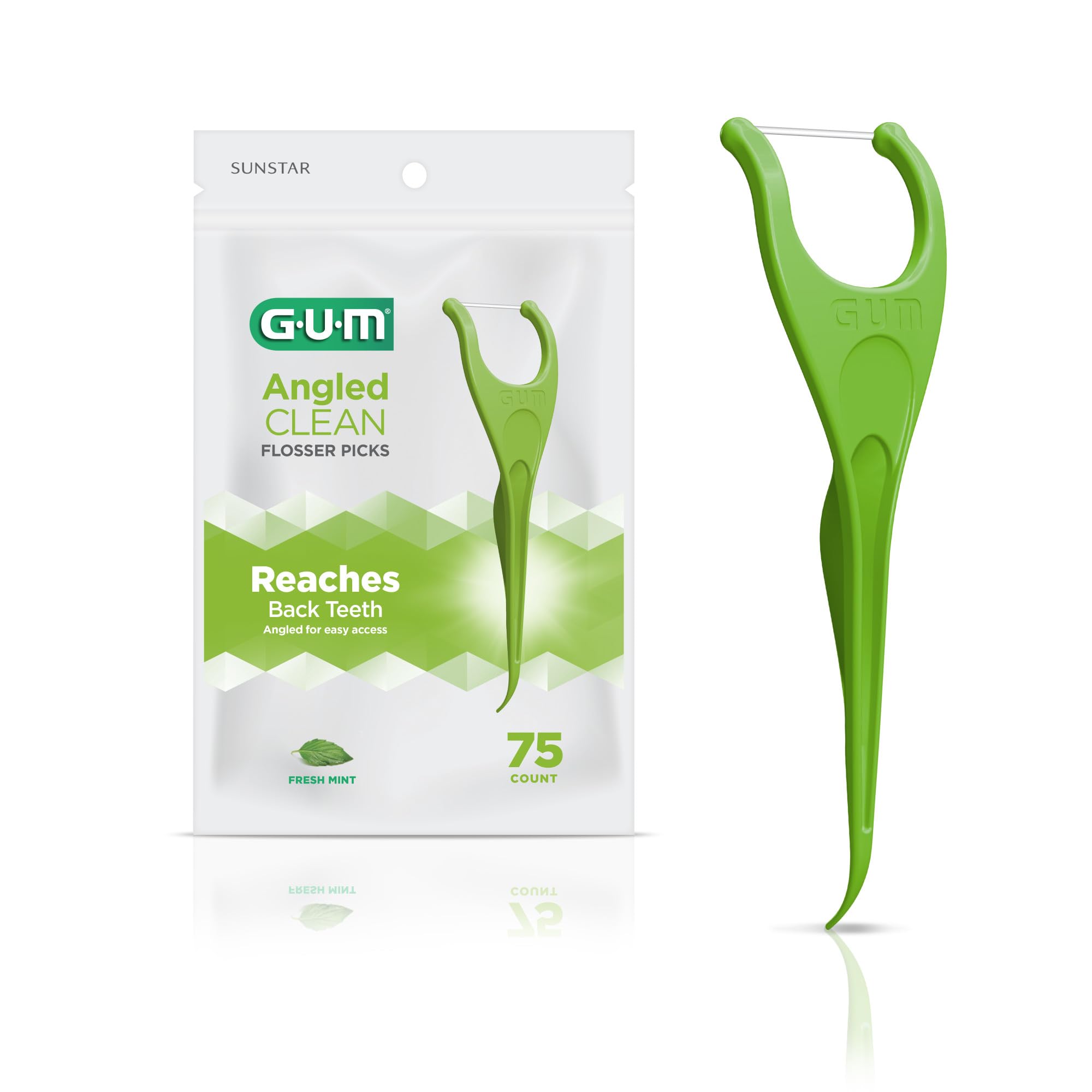 GUM Angled Flosser Picks, Easily Reaches Back Teeth, Fresh Mint Flavour ...
