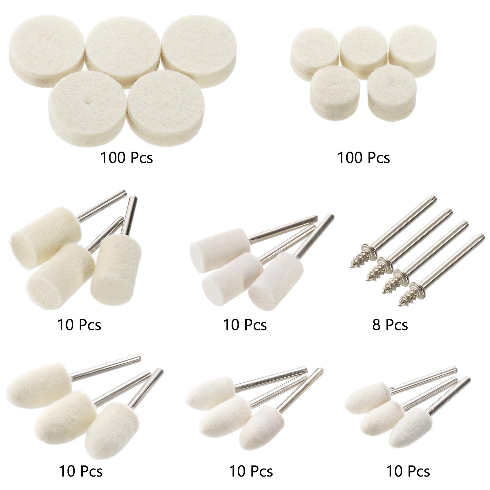 Snapklik.com : Set Of 258 Felt Polishing Buffing Wheel, Wool Felt ...
