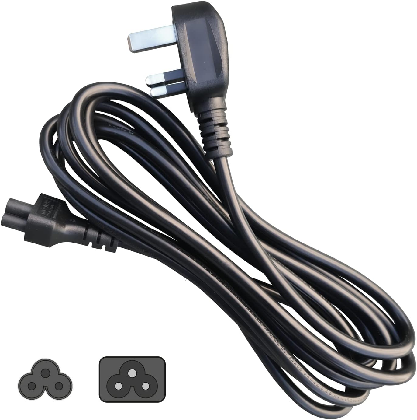 kenable Power Cord - UK Plug to C5 Clover Leaf CloverLeaf Lead 10m ...