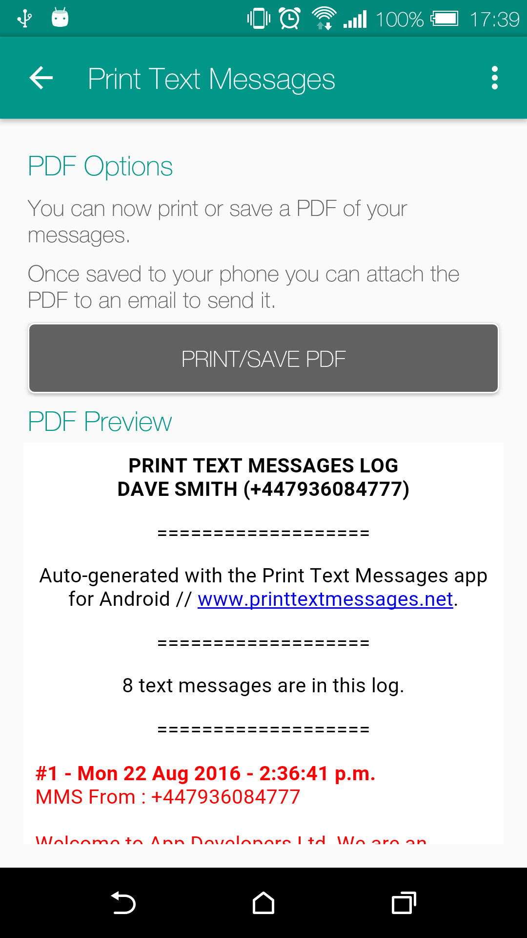 Print Text Messages:Amazon.com:Appstore for Android