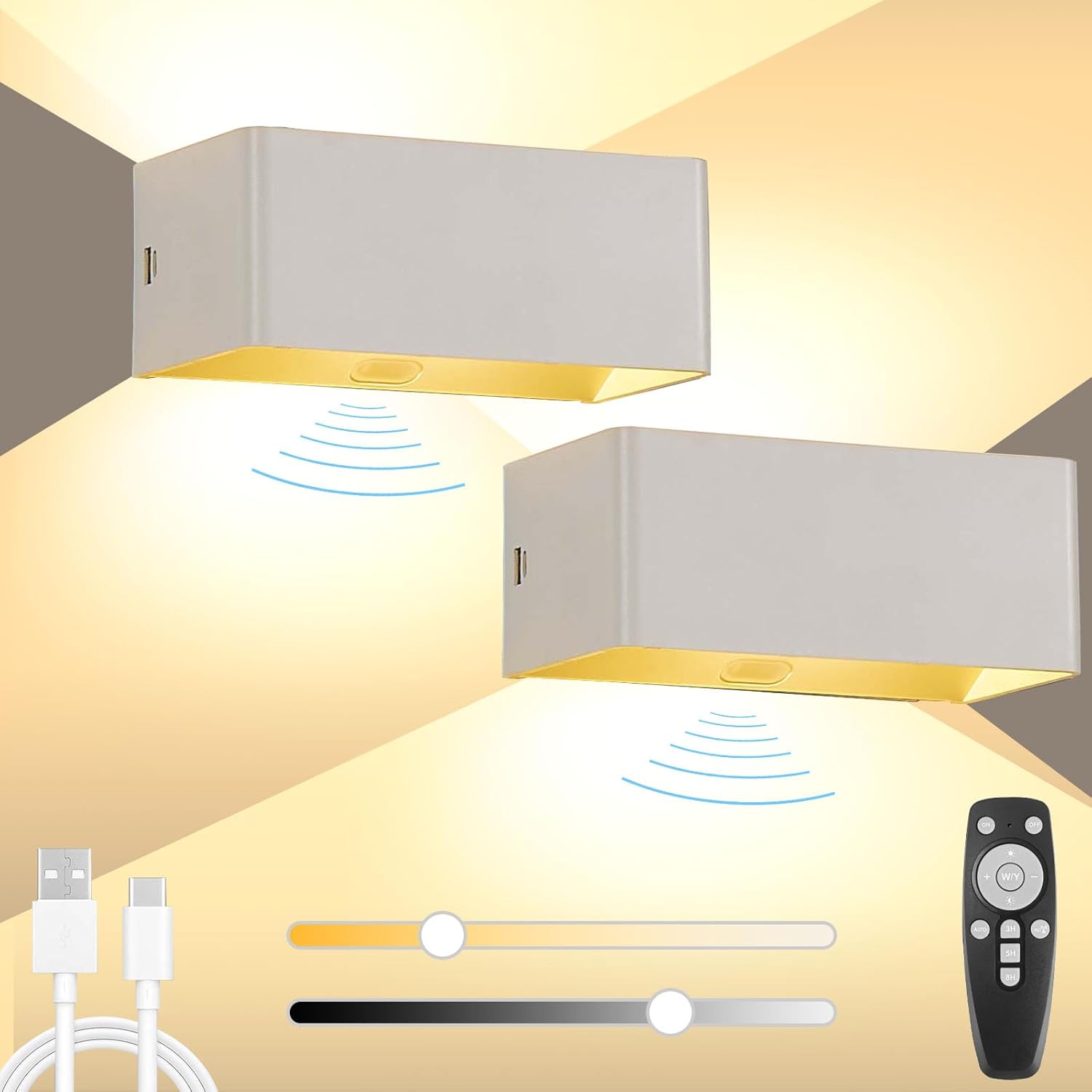 BoBoPai Cordless Battery Operated Wall Light with Motion Sensor, USB ...