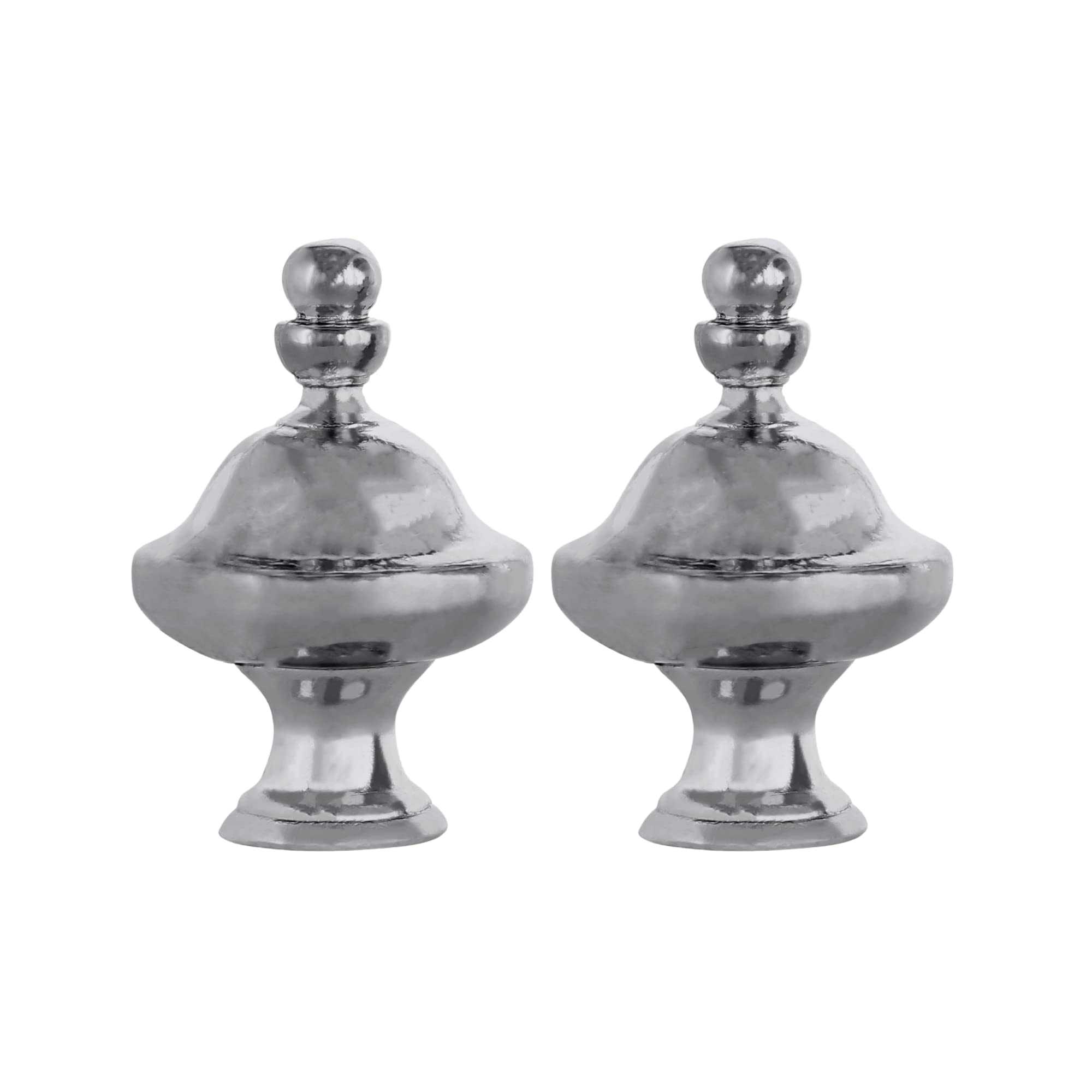 Set Of Two Pyramid Shaped Lamp Finials In Glossy Silver | Desertcart ...