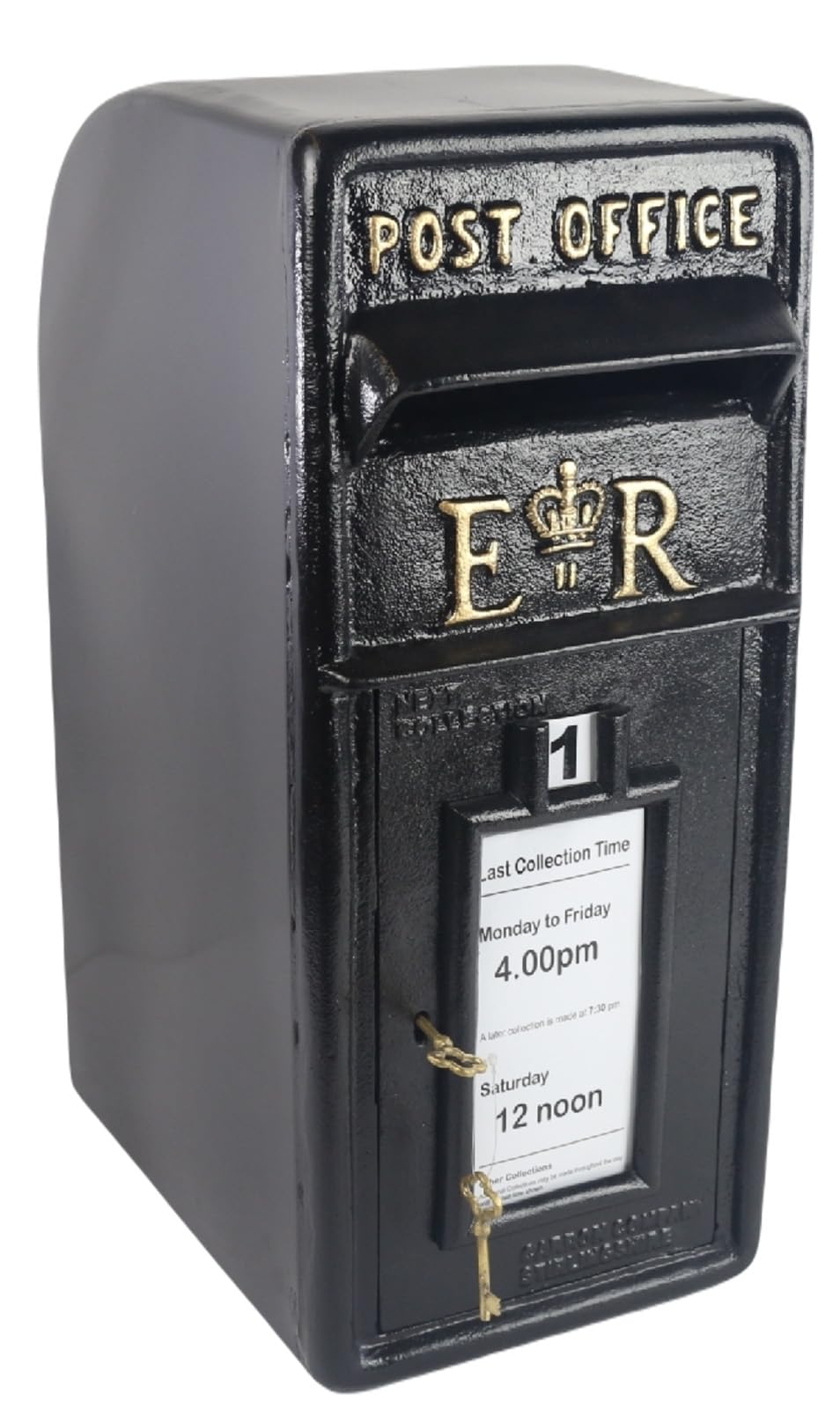 57cm Vintage Replica ER Post Box, Letter Box, Mail Box in Black Cast ...