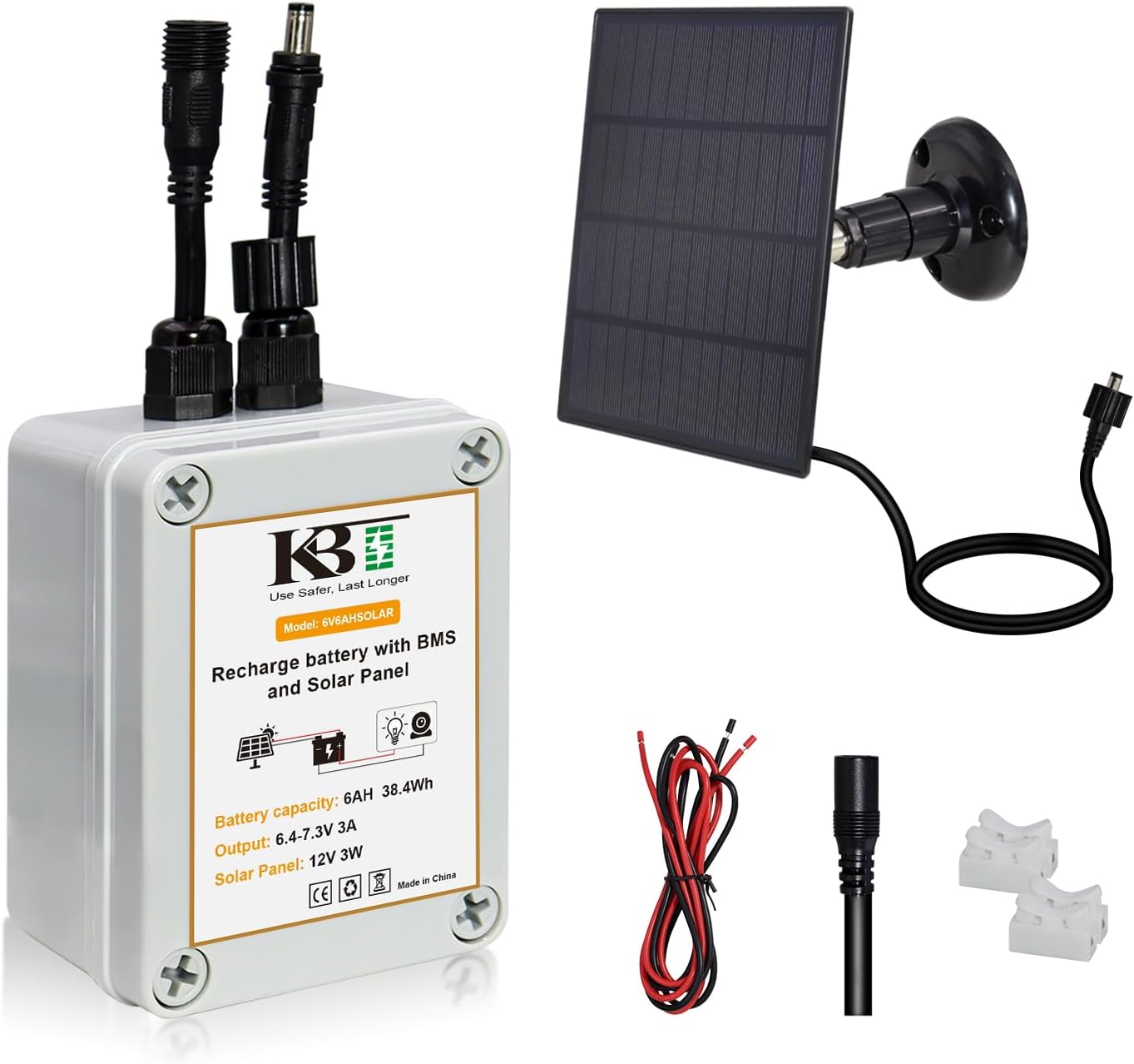 Amazon.com: KBT 6V 6AH Rechargeable Battery & 12V 3W Solar Panel ...