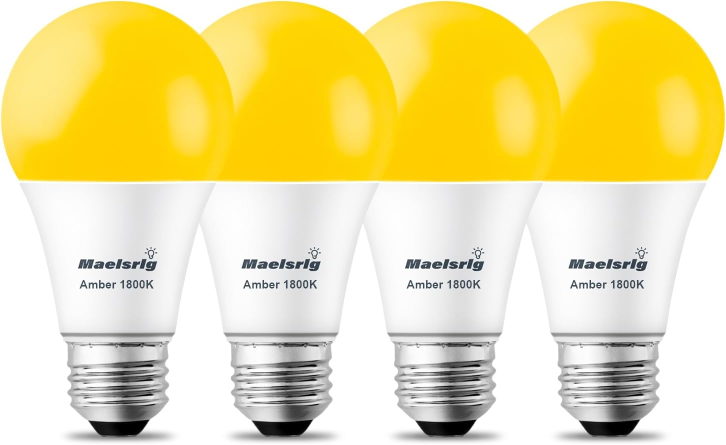 Maelsrlg A19 Warm Sleep Light Bulb, 9W(60W Equivalent), 1800K Amber ...