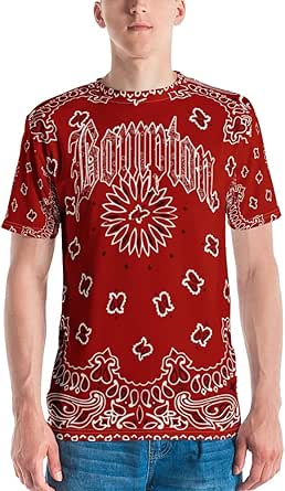 Bompton Men's T-shirt Blood Piru Brim Damu Gang Rap Hip Hop Trap ...