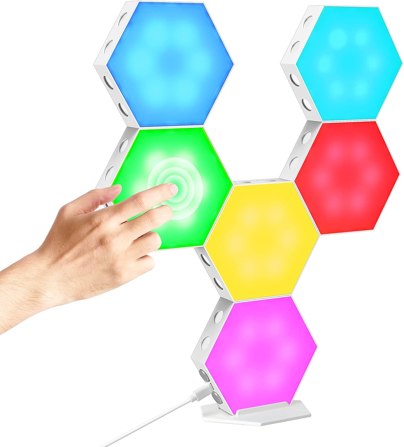 CoMokin LED Gaming Lights, 6PCS Hexagonal Wall Light, RGB 9 Color ...