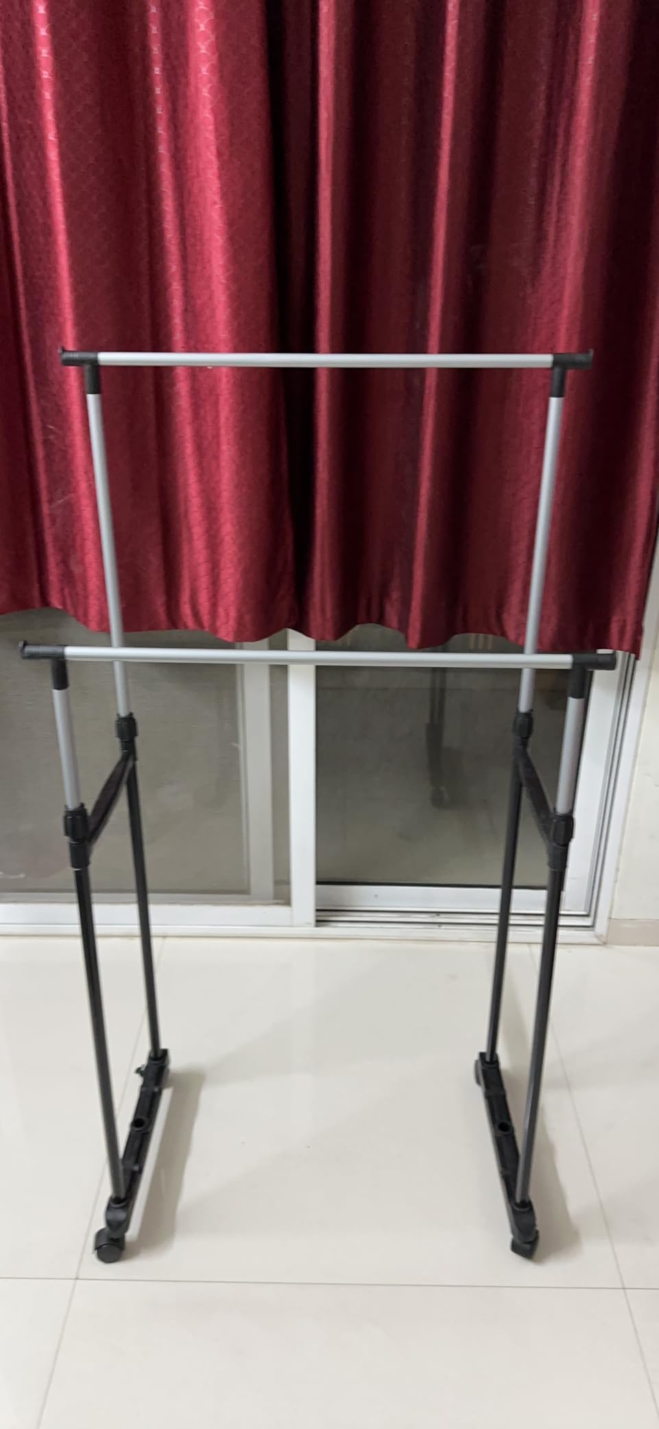 Trendelo Double Pole Portable Clothing Hanging Garment Rack Laundry ...