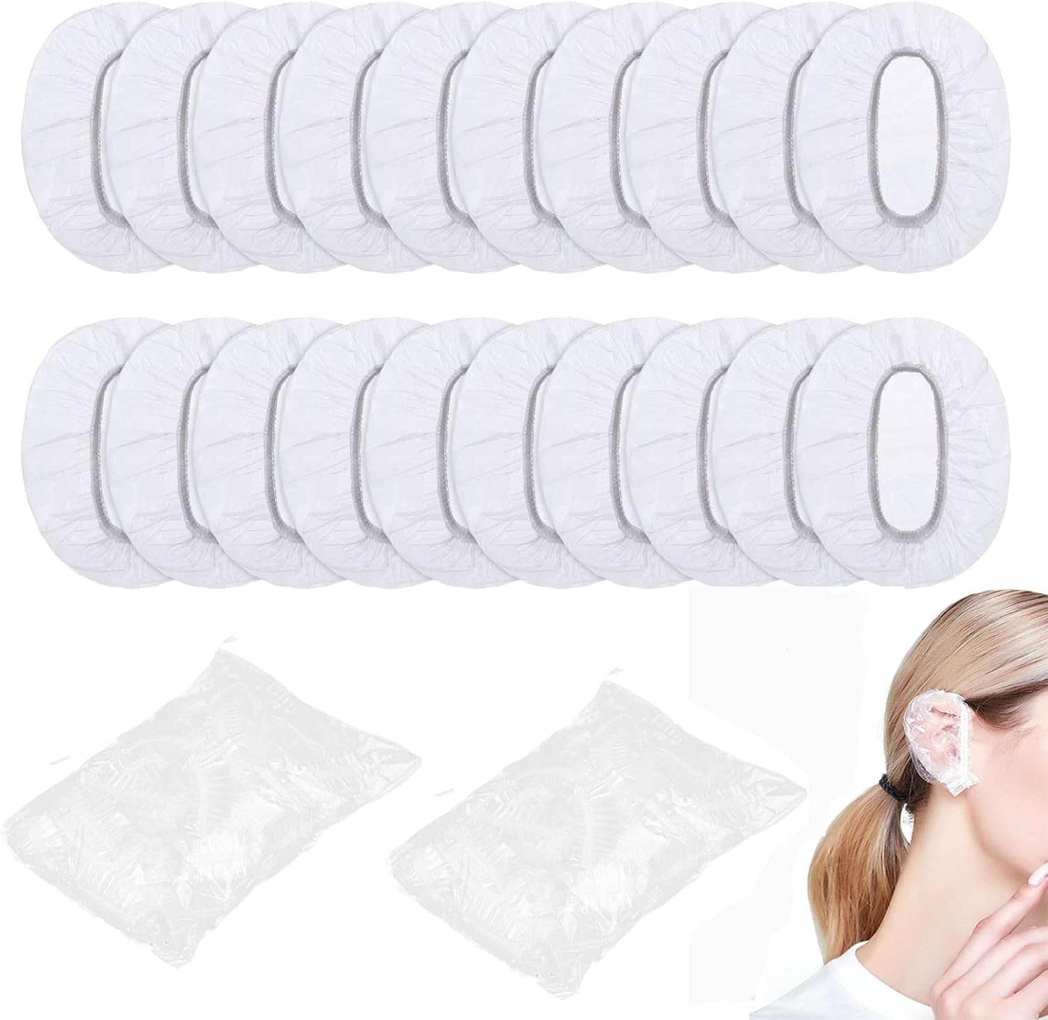 FVIZAL 200 Pcs Ear Covers for Shower, Clear Disposable Ear Protectors ...
