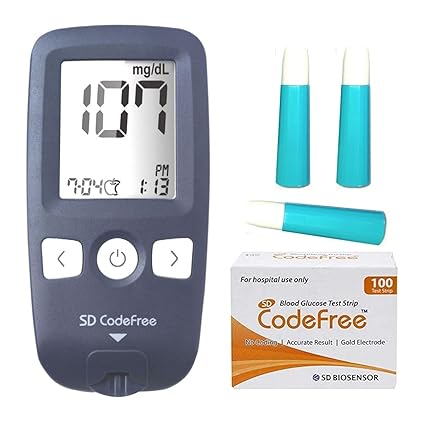 SD Codefree Blood Glucose Monitoring Glucometer machine with 100 ...