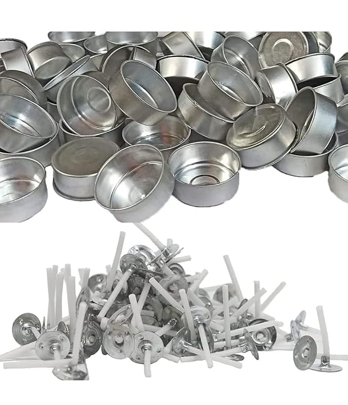 Decor Art Tealight Aluminium Empty Cups, 100 Cups + 100 Cotton Wicks ...