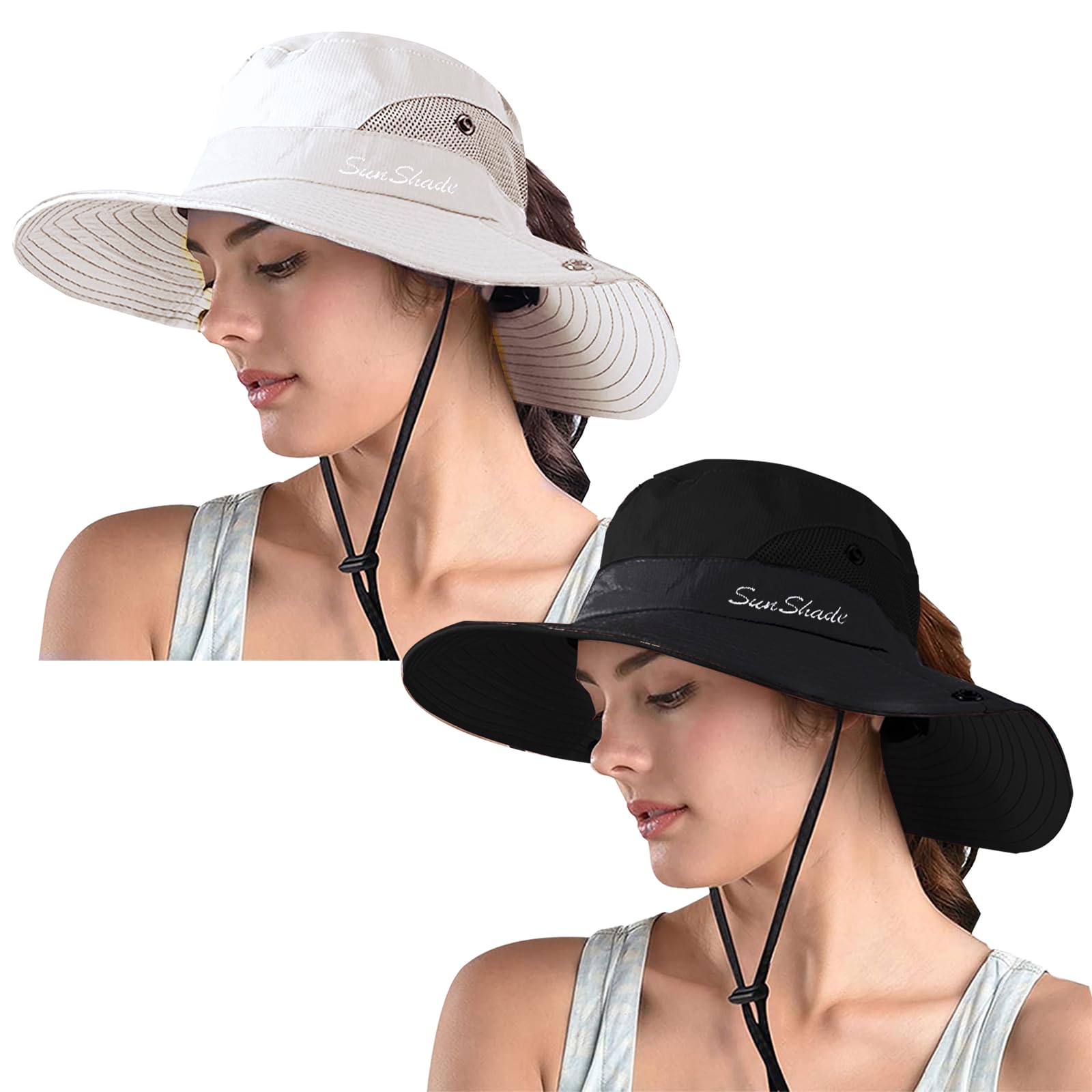 Snapklik.com : Womens Ponytail Safari Sun Hat,Wide Brim UV Protection ...