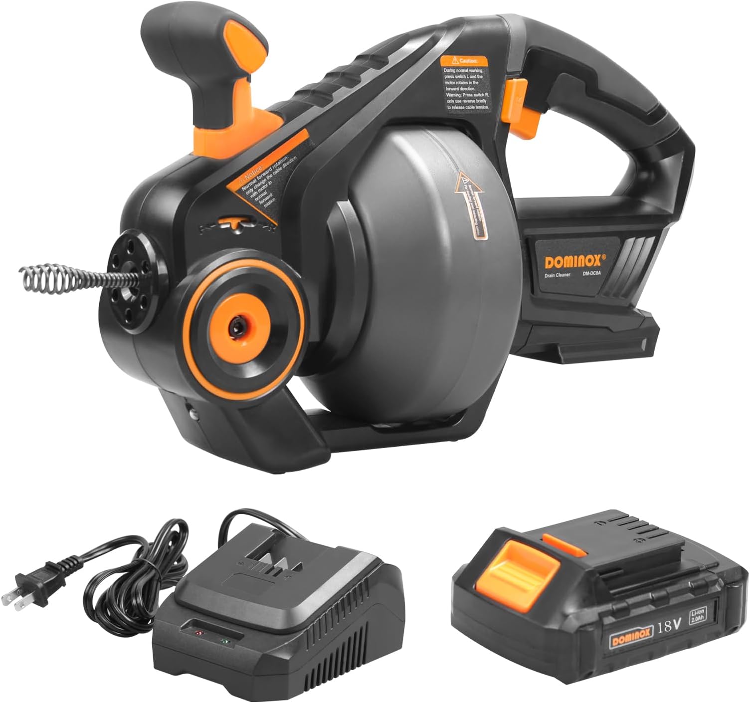 VEVOR 12V Electric Drain Auger, 25FT Cordless Plumbing Snake Auto Feed ...