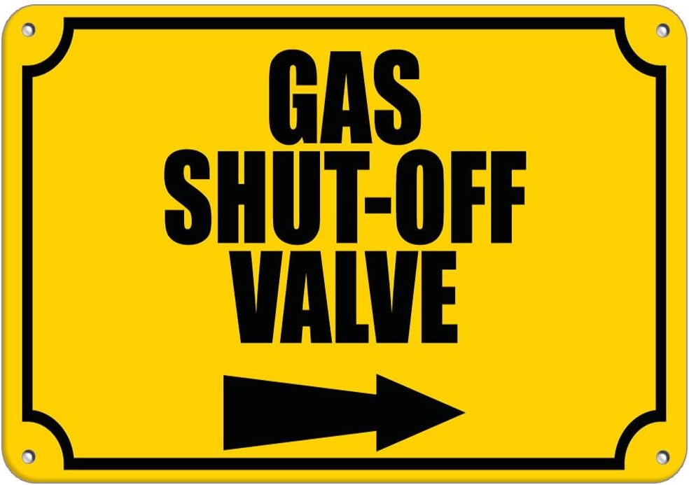 Amazon.com: Gas Shut Off Valve with Right Arrow Hazard Sign Emergency ...