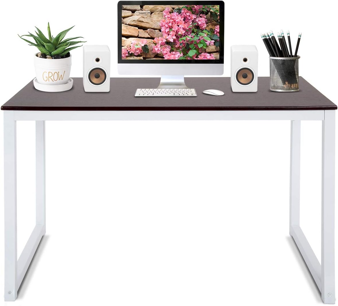 Amazon.com: Tangkula Writing Desk, Computer Table, Wood Compact Home ...
