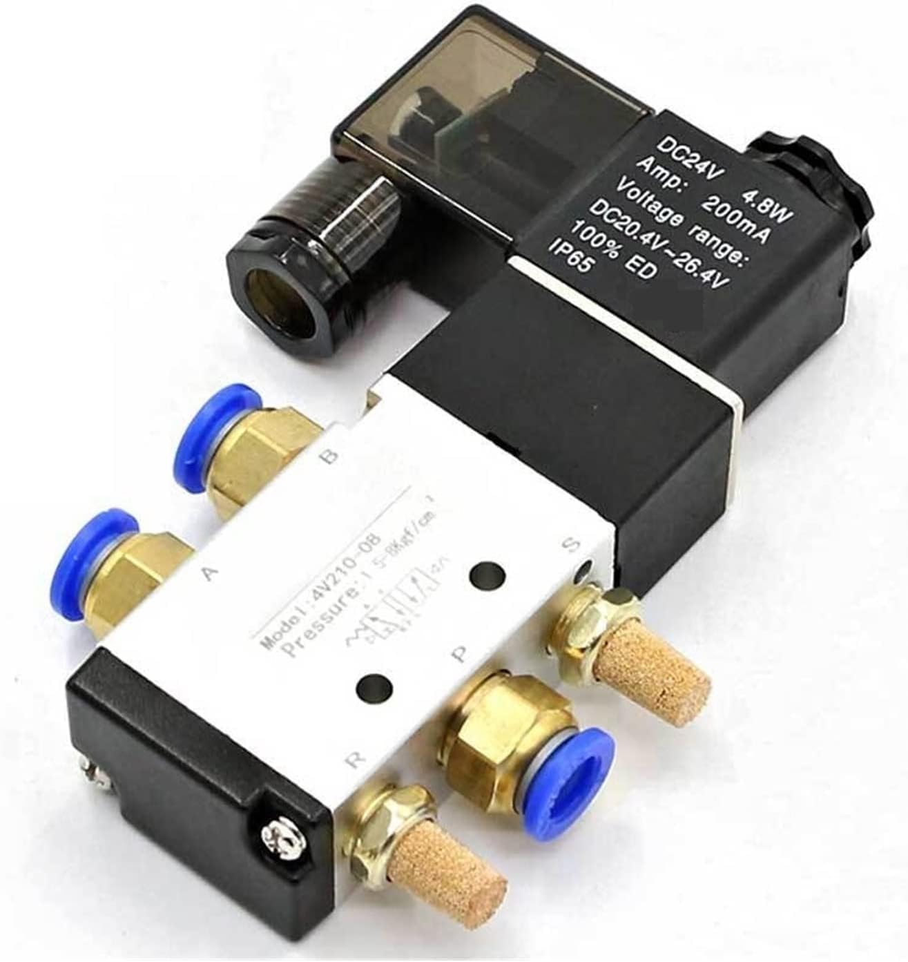Single Solenoid Valve 1/4" 5 Port 2 Position 24V DC Coil Directional ...