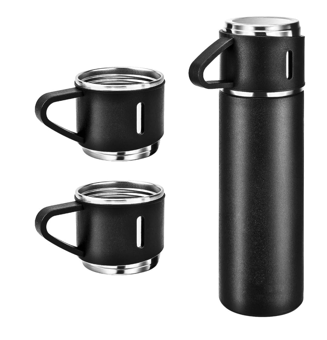 CATCHIFY Stainless Steel Vacuum Flask Set with 3 Steel Cups Combo for ...